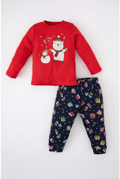 DeFacto Erkek Bebek Regular Fit 2'li Ribana Pijama Y4055A222WN DeFacto Erkek Bebek Regular Fit 2'li Ribana Pijama Y4055A222WN