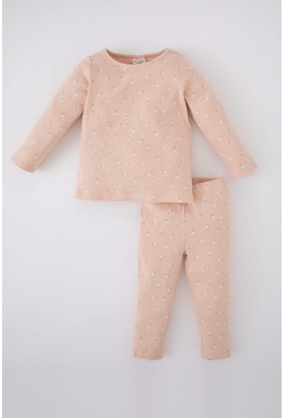 DeFacto Kız Bebek Regular Fit Çiçekli Fitilli Kaşkorse Uzun Kollu Pijama Takım Y4185A222AU DeFacto Kız Bebek Regular Fit Çiçekli Fitilli Kaşkorse Uzun Kollu Pijama Takım Y4185A222AU