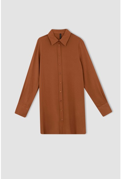 DeFacto Regular Fit Gömlek Yaka Belmando Uzun Kollu Tunik Y5337AZ22AU