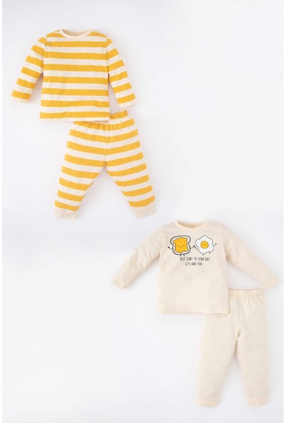 DeFacto Erkek Bebek Regular Fit Çizgili Bisiklet Yaka Uzun Kollu 4'lü Ribana Pijama Y5081A222AU DeFacto Erkek Bebek Regular Fit Çizgili Bisiklet Yaka Uzun Kollu 4'lü Ribana Pijama Y5081A222AU