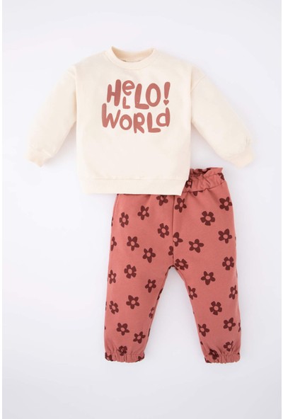 DeFacto Kız Bebek Regular Fit Slogan Baskılı Bisiklet Yaka Uzun Kollu 2'li İnce Sweatshirt Kumaşı İçi Yumuşak Tüylü Takım Y8197A222WN DeFacto Kız Bebek Regular Fit Slogan Baskılı Bisiklet Yaka Uzun Kollu 2'li İnce Sweatshirt Kumaşı İçi Yumuşak Tüylü Takım Y8197A222WN