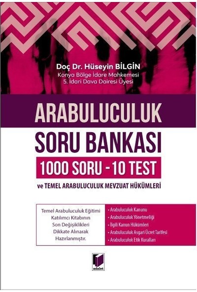 Arabuluculuk Soru Bankası (1000 Soru - 10 Test) ve Arabuluculuk Mevzuat Hükümleri-Hüseyin Bilgin 2022 Arabuluculuk Soru Bankası (1000 Soru - 10 Test) ve Arabuluculuk Mevzuat Hükümleri-Hüseyin Bilgin 2022