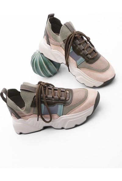 Kadın Sneaker Kalın Taban Triko Spor Ayakkabı Volente