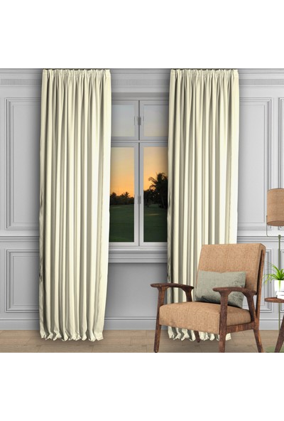 DECOPERDE Ada Fon Perde Sık Pile (1'E 3 Pile) Krem