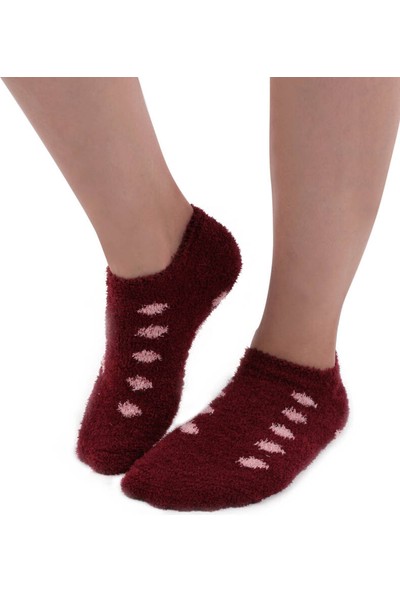 Sabab Kadın Puantiyeli Peluş Çorap 48800 | Bordo Sabab Kadın Puantiyeli Peluş Çorap 48800 | Bordo