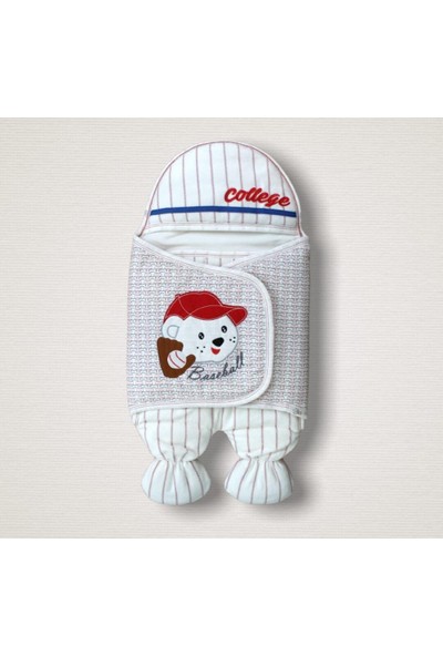 Kundak Beyzbol Kadife Erkek Bebek Ayaklı Ekru PS9865
