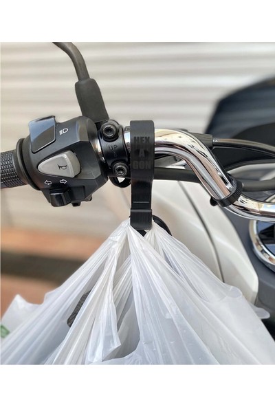 Hexagon Honda Pcx Gidon Poşet Askı Aparatı Siyah / Diğer Açık Gidonlu Motosikletlerle Uyumlu Hexagon Honda Pcx Gidon Poşet Askı Aparatı Siyah / Diğer Açık Gidonlu Motosikletlerle Uyumlu