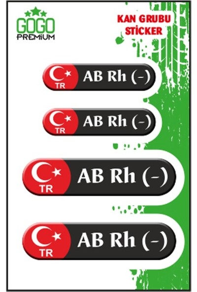 Gogo Premium Kan Grubu Iıı Ab Rh(-) Siyah Dörtlü Damla Etiket