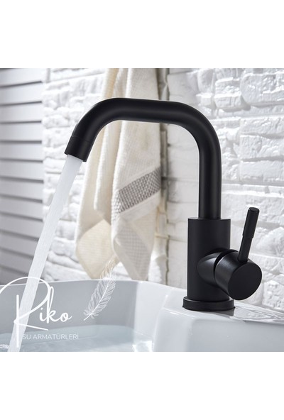 Riko Venk Siyah Lavabo Bataryası Çift Su Girişli