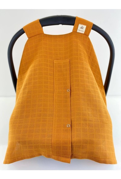 Puro Cotone Turuncu Renkli Puset Örtüsü ve Puset Minderi