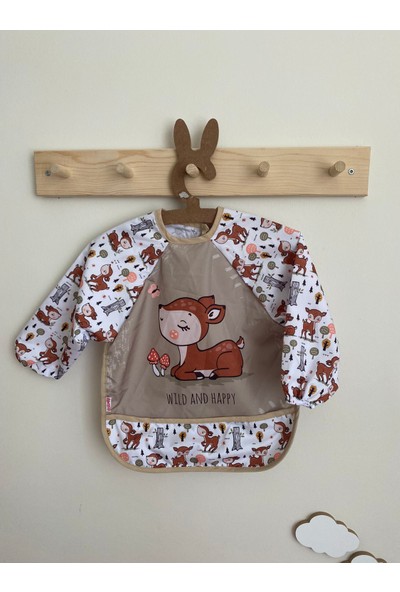 TinyAlp Karaca Desenli Uzun Kollu Unisex Bebek Mama Önlüğü Sıvı Geçirmez 0-3 Yaş TinyAlp Karaca Desenli Uzun Kollu Unisex Bebek Mama Önlüğü Sıvı Geçirmez 0-3 Yaş