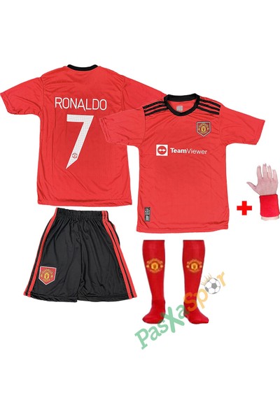 Ronaldo Çocuk Forması Şort Çorap Bileklik Hediyeli Ronaldo Çocuk Forması Şort Çorap Bileklik Hediyeli