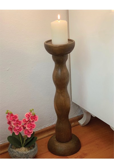 Bey Design Dekoratif Ahşap Şamdan Mumluk 47 Cm-Lale Bey Design Dekoratif Ahşap Şamdan Mumluk 47 Cm-Lale