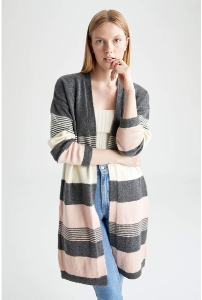 DeFacto Renk Bloklu Relax Fit Salaş Triko Hırka I7744AZ22WN