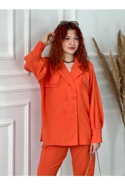 Modamla Kadın Turuncu Keten Takım