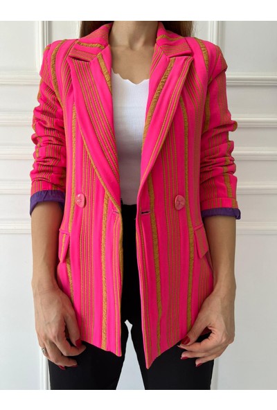 Modamla Kadınpembe Maroken Çift Düğme Ceket