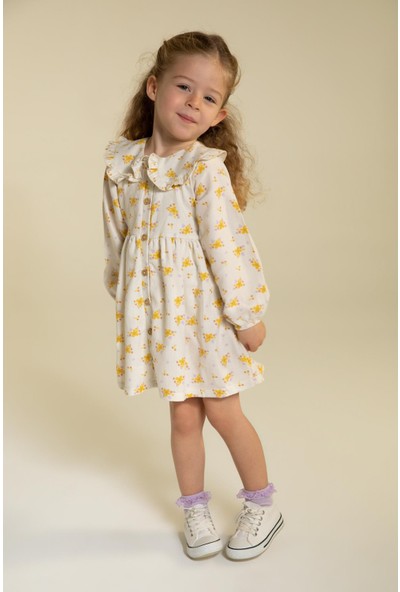 DeFacto Kız Bebek Çiçekli Regular Fit Büyük Yaka Uzun Kollu Twill Elbise Y5744A222AU DeFacto Kız Bebek Çiçekli Regular Fit Büyük Yaka Uzun Kollu Twill Elbise Y5744A222AU