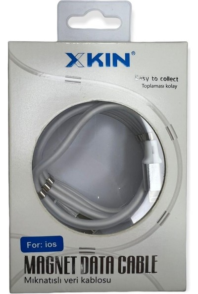 Xkin 3A Ca-34 Beyaz Mikro USB -Ligtning-C, Manyetik Mıknatıslı Toplanabilen Apple iPhone Uyumlu Veri Aktarım, Şarj Kablosu Xkin 3A Ca-34 Beyaz Mikro USB -Ligtning-C, Manyetik Mıknatıslı Toplanabilen Apple iPhone Uyumlu Veri Aktarım, Şarj Kablosu