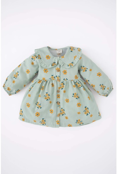 DeFacto Kız Bebek Çiçekli Regular Fit Büyük Yaka Uzun Kollu Twill Elbise Y5744A222AU DeFacto Kız Bebek Çiçekli Regular Fit Büyük Yaka Uzun Kollu Twill Elbise Y5744A222AU