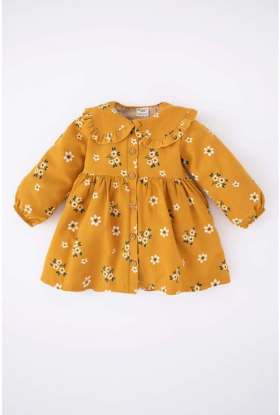 DeFacto Kız Bebek Çiçekli Regular Fit Büyük Yaka Uzun Kollu Twill Elbise Y5744A222AU DeFacto Kız Bebek Çiçekli Regular Fit Büyük Yaka Uzun Kollu Twill Elbise Y5744A222AU