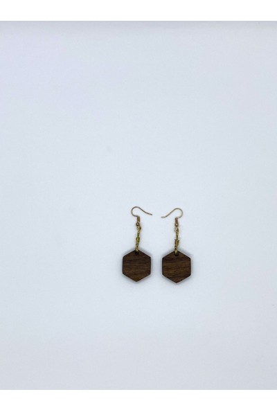 Playa Tasarım Ceviz Ağacı Hexagon Küpe Playa Tasarım Ceviz Ağacı Hexagon Küpe