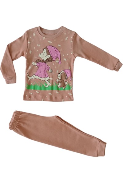 Paix Baby and Kids P068 Small Bear Kız Çocuk Baskılı Uzun Kollu 2'li Takım