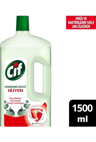 Cif Dezenfektan Çok Amaçlı Yüzey Temizleyici Doğanın Gücü Hijyen 1500 ml