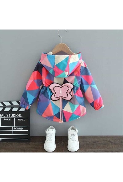 Modanın Sesi Kız Çocuk Kelebek Detaylı Astarlı Yağmurluk