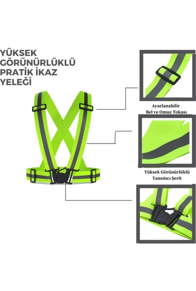 Buriş Reflektörlü Pratik Ikaz Yeleği Neon Sarı Düz Kumaş Model Buriş Reflektörlü Pratik Ikaz Yeleği Neon Sarı Düz Kumaş Model