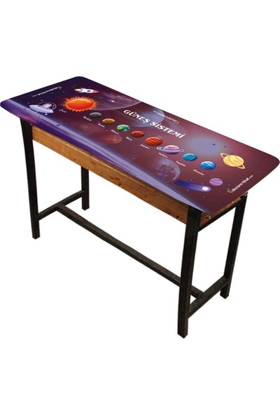 Okularenkkat Güneş Sistemi Baskılı Gizil Öğrenme Lastikli Sıra Örtüsü