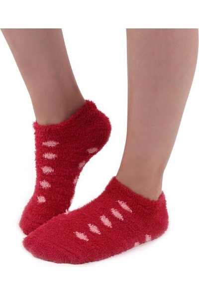 Sahab Sabab Kadın Puantiyeli Peluş Çorap 48800 | Kırmızı
