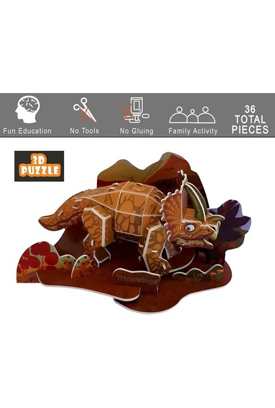 Puzzlent 3 Boyutlu Puzzle-3d Triceratops Dinosaur Puzzlent 3 Boyutlu Puzzle-3d Triceratops Dinosaur