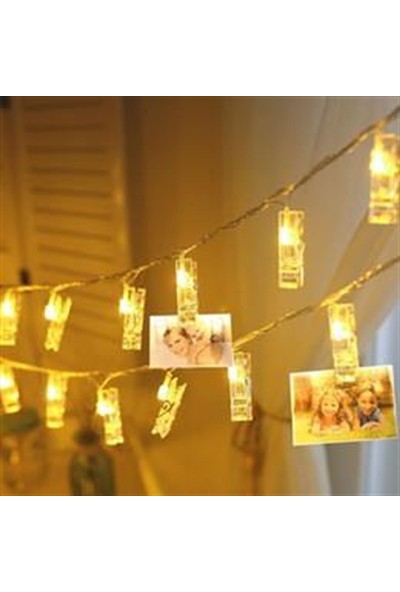 GYG Home 3 Metre 20LI LED Işıklı Dekoratif Fotoğraf Askılığı Mandalları