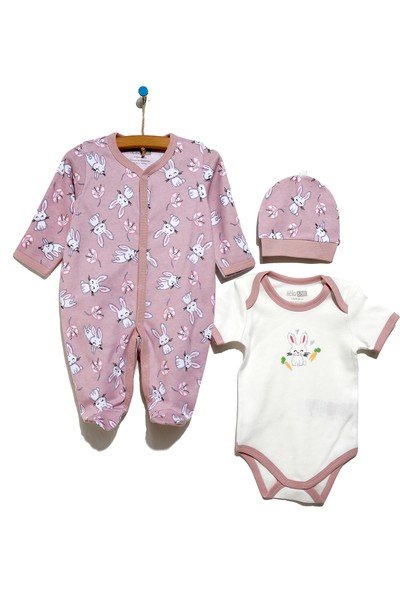 Hello Baby Yenidoğan Tulum-Body-Şapka 3lü Set
