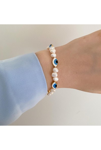 Charmlucky Minimal Göz Detaylı Inci Bileklik Charmlucky Minimal Göz Detaylı Inci Bileklik