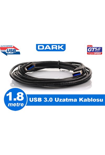 Dark DK-CB-USB3EXTL180 USB 3.0 USB Uzatma Kablo ( 1.8 Metre )