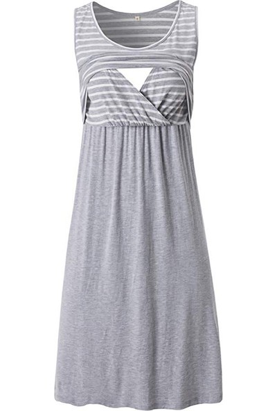 Hoturkey Kolsuz Hamile Elbisesi - Gri (Yurt Dışından) Hoturkey Kolsuz Hamile Elbisesi - Gri (Yurt Dışından)