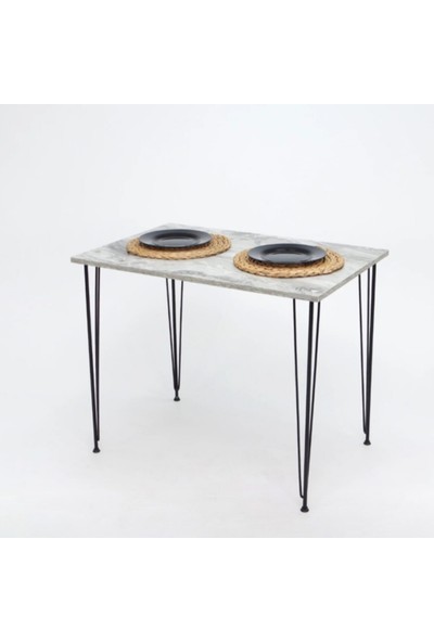 Lindeco 90X45 Beyaz Mermer Desen Küçük Mutfaklara Özel Mutfak Masası Yemek Masası Balkon Masası