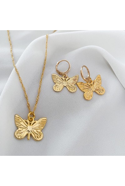 Charmlucky Kelebek Kolye Küpe Seti Charmlucky Kelebek Kolye Küpe Seti