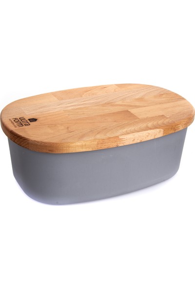 Ultraform Bambu Kapak Ekmek Kutusu Gri
