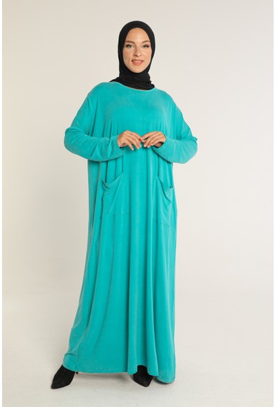 May Mara Büyük Beden Rahat Kalıp Çift Çepli Elbise