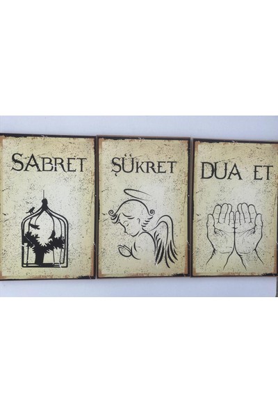 Mavi Ev3' Lü Poster Sabret Şükret Dua Et