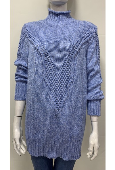 Noi Noi-Cotton Kolları ve Önü Ajur Sosis Yaka Balıkçı Triko Açık Mavi Noi Noi-Cotton Kolları ve Önü Ajur Sosis Yaka Balıkçı Triko Açık Mavi