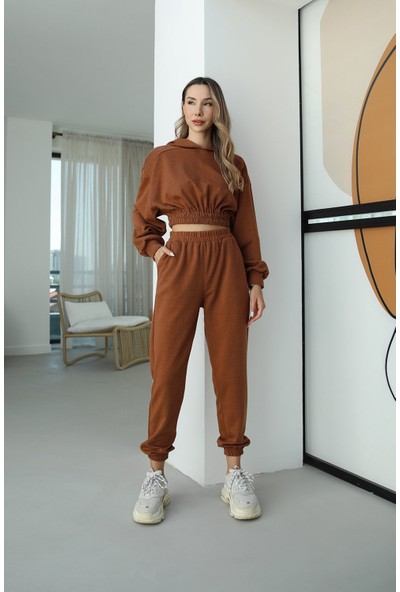 Havoş Taba Sweatshirt Jogger Eşofman Takım
