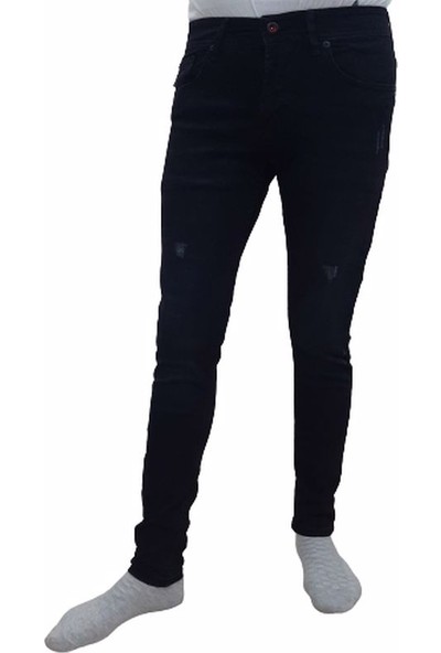 Çankaya Giyim Erkek Skinny Fit Likralı Siyah Tırnaklı Kot Pantolon
