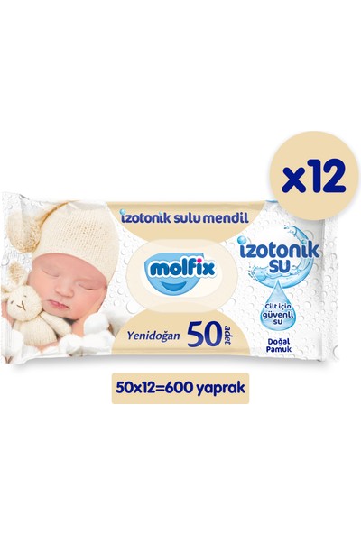Molfix İzotonik Sulu Yenidoğan Islak Havlu 12'li ( 600 Yaprak ) Molfix İzotonik Sulu Yenidoğan Islak Havlu 12'li ( 600 Yaprak )