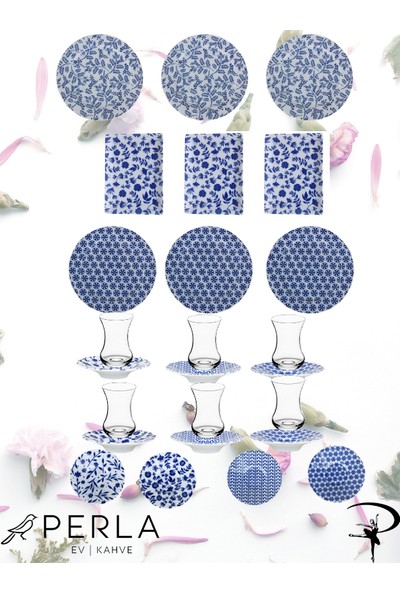 Porland Blue 6 Kişilik Çay Takımı