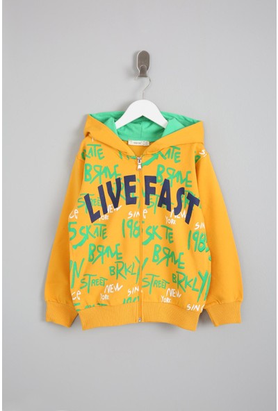 Barmy Kids 5-10 Yaş Arası Erkek Çocuk Live Fast Yazılı Kapüşonlu Fermuarlı Hırka - Hardal Barmy Kids 5-10 Yaş Arası Erkek Çocuk Live Fast Yazılı Kapüşonlu Fermuarlı Hırka - Hardal