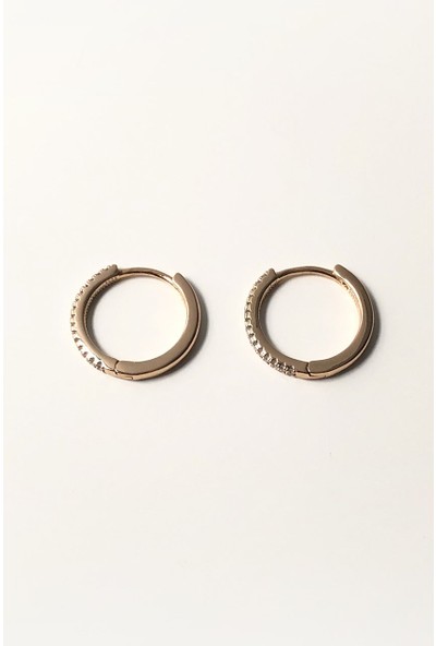 Teen Jewellry Sıralı Zirkon Taşlı Gold Halka Küpe