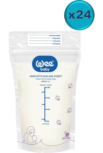 Wee Baby Süt Saklama Poşeti 600 Lü Set (24PK*25) Wee Baby Süt Saklama Poşeti 600 Lü Set (24PK*25)